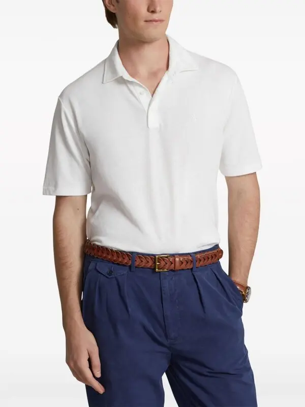 Polo Ralph Lauren Cotton/linen Polo Pony Embroidered Short Sleeve Polo Shirt - White
