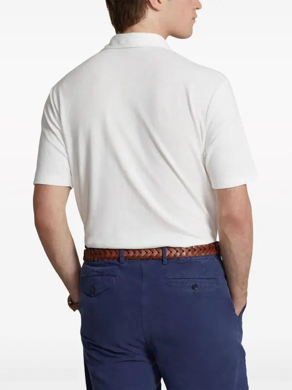 Polo Ralph Lauren Cotton/linen Polo Pony Embroidered Short Sleeve Polo Shirt - White
