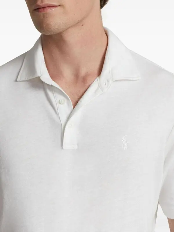 Polo Ralph Lauren Cotton/linen Polo Pony Embroidered Short Sleeve Polo Shirt - White