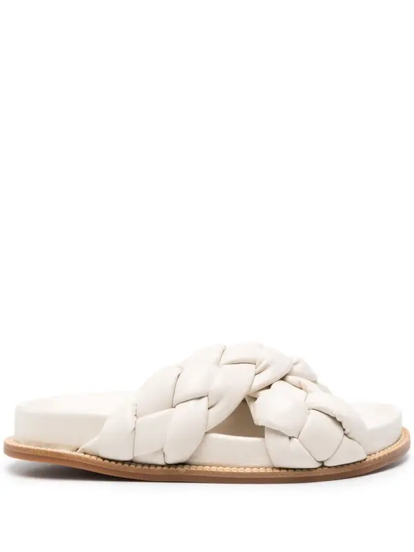 Fabiana Filippi Braided Leather Slides - Neutrals