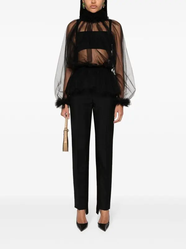 Dolce & Gabbana Ruffle-trim Tulle Blouse