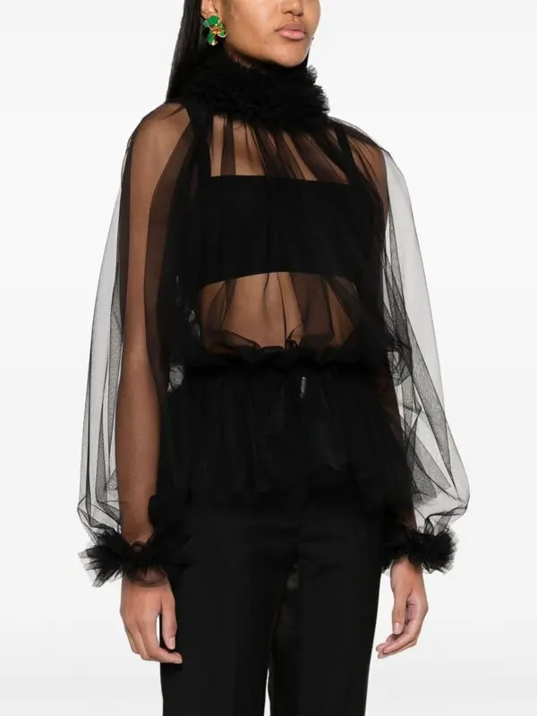 Dolce & Gabbana Ruffle-trim Tulle Blouse