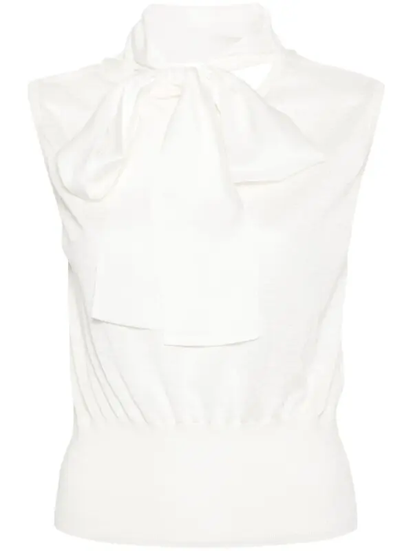 Fabiana Filippi Pussy-bow Knitted Top - Neutrals