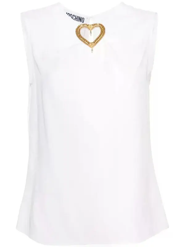 Moschino Heart Cut-out Sleeveless Blouse - Neutrals