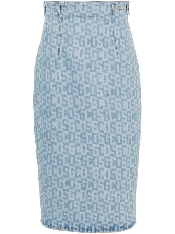 Gcds Monogram Denim Pencil Skirt