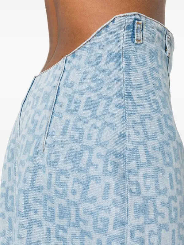 Gcds Monogram Denim Pencil Skirt