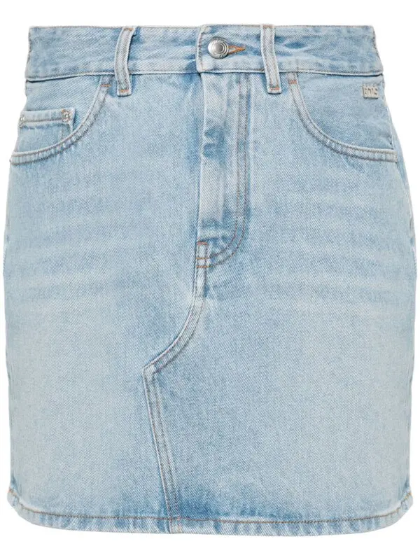Gcds Logo-appliqué Denim Mini Skirt - Blue