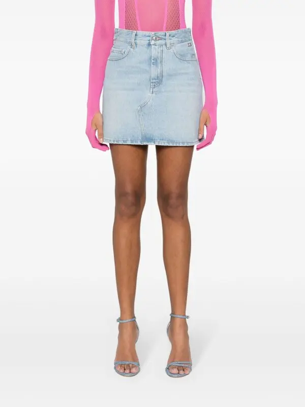 Gcds Logo-appliqué Denim Mini Skirt