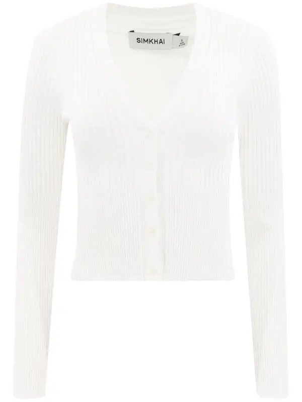Simkhai Ailany Ribbed-knit Cardigan - White