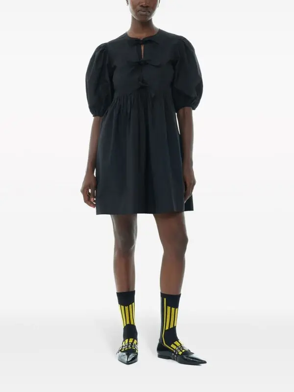 GANNI Tie String Mini Dress - Black
