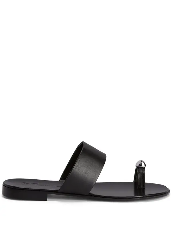GIUSEPPE ZANOTTI Norbert Leather Toe-loop Sandals - Black