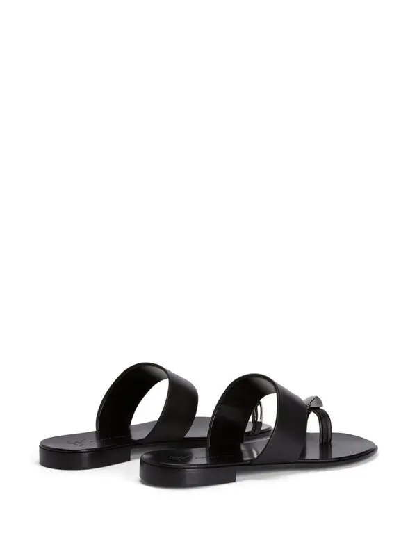 GIUSEPPE ZANOTTI Norbert Leather Toe-loop Sandals - Black