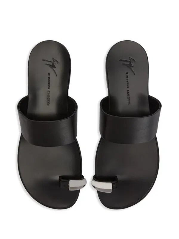 GIUSEPPE ZANOTTI Norbert Leather Toe-loop Sandals - Black