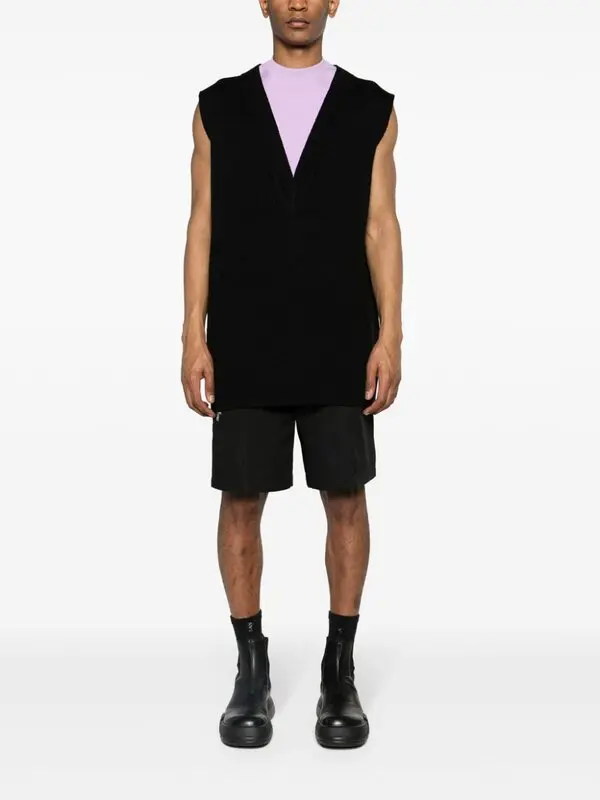 JIL SANDER Two-tone Knitted Vest - Black
