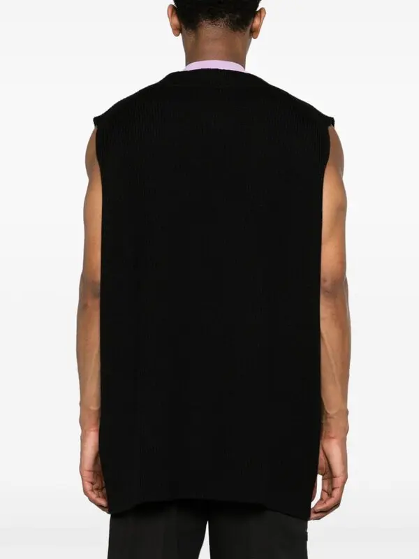 JIL SANDER Two-tone Knitted Vest - Black