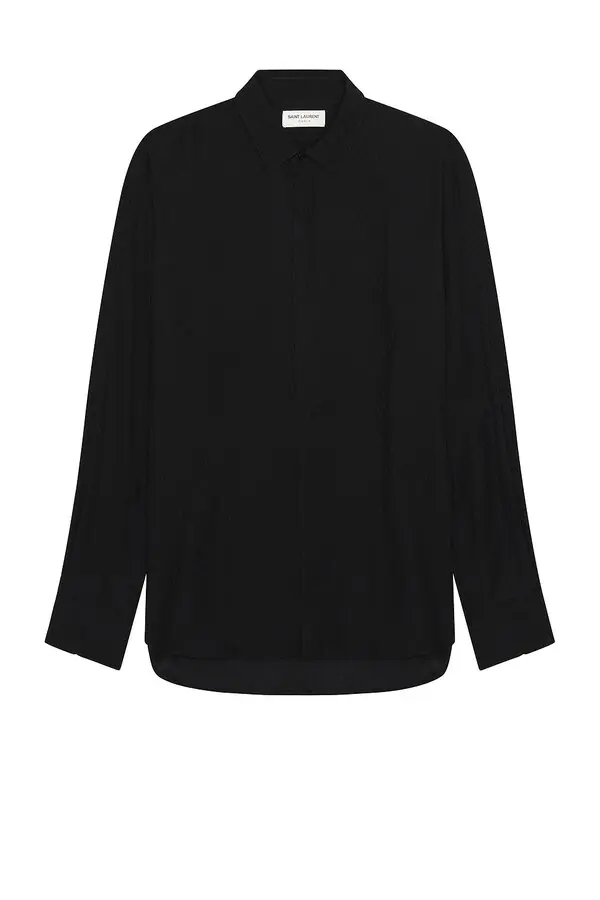 Saint Laurent Chemise Col Yves In Black - Noir