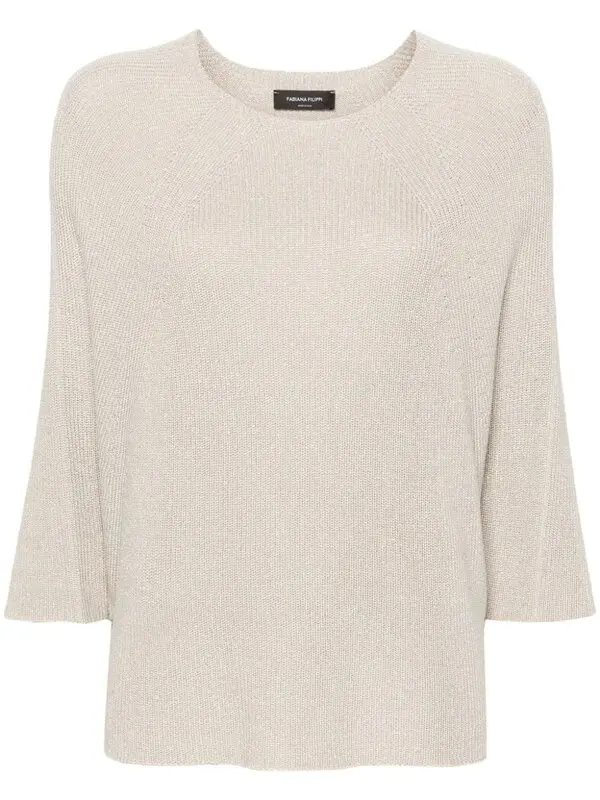 Fabiana Filippi Metallic-threading Batwing-sleeves Jumper - Neutrals