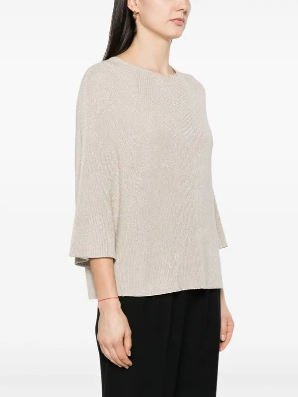 Fabiana Filippi Metallic-threading Batwing-sleeves Jumper - Neutrals
