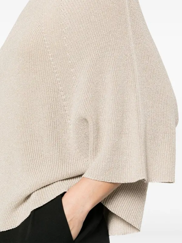 Fabiana Filippi Metallic-threading Batwing-sleeves Jumper - Neutrals