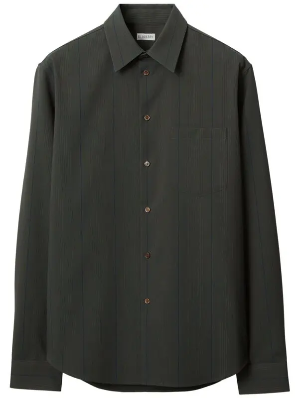 Burberry Striped Wool Shirt - Black