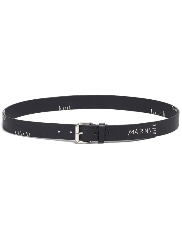 Marni Mending Leather Belt - Black