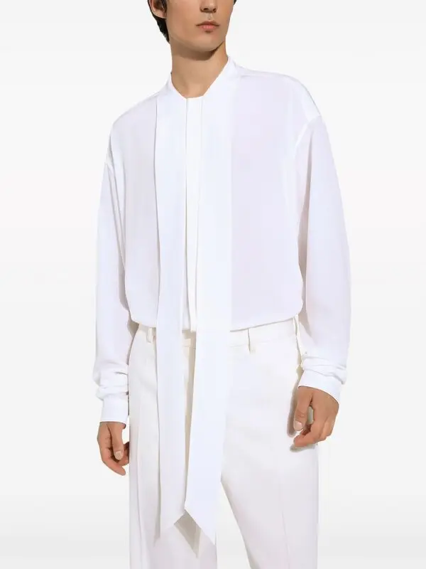 Dolce & Gabbana Scarf-collar Silk Crepe Shirt