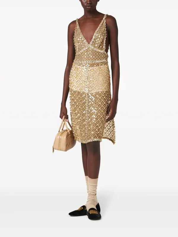 Miu Miu Bead-embellished Organza Midi Dress