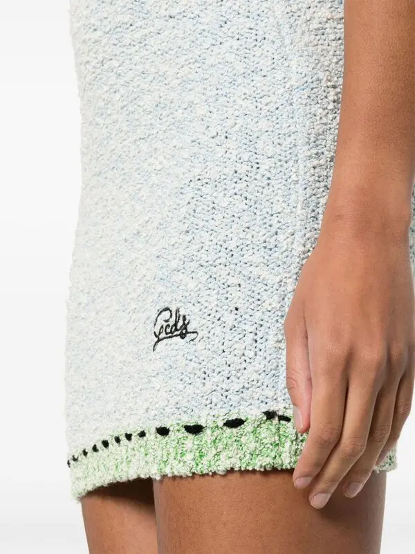 Gcds Logo-embroidered Bouclé Mini Skirt