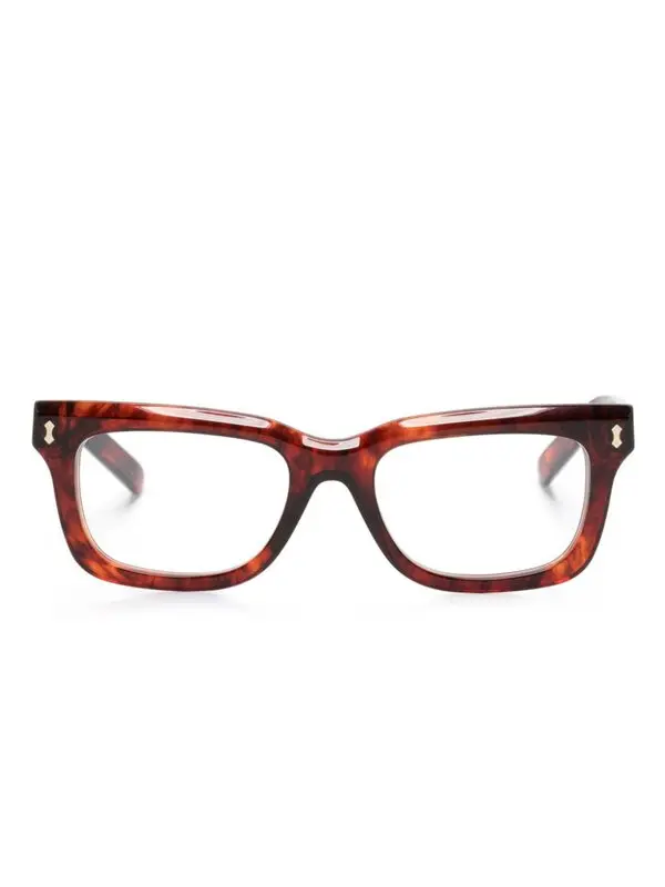 Gucci Logo-engraved Square-frame Glasses - Brown
