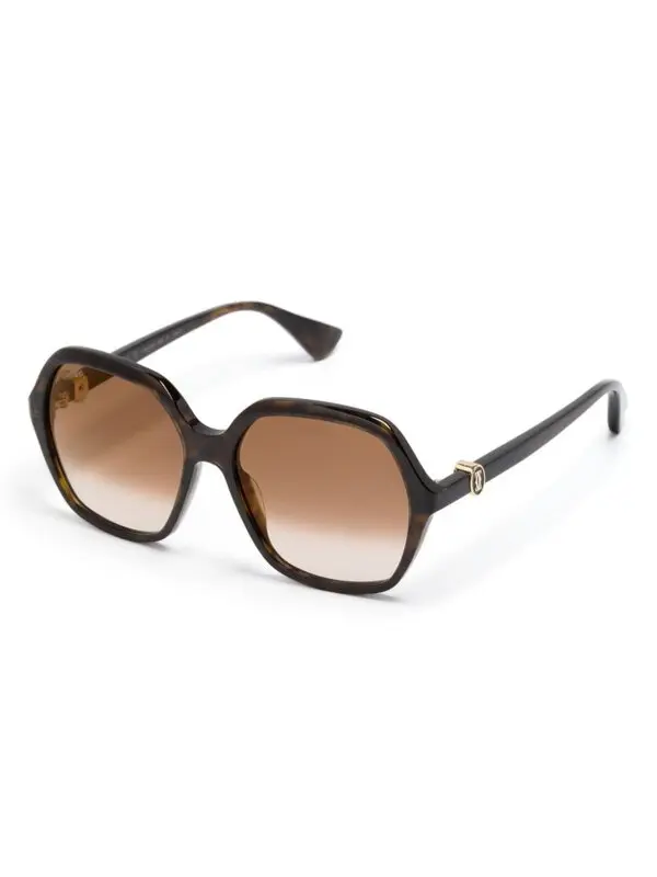 Cartier Logo Plaque Geometric Sunglasses - Brown