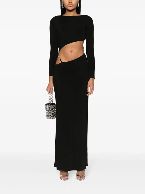 Gcds Asymmetric Ribbed Maxi Dress