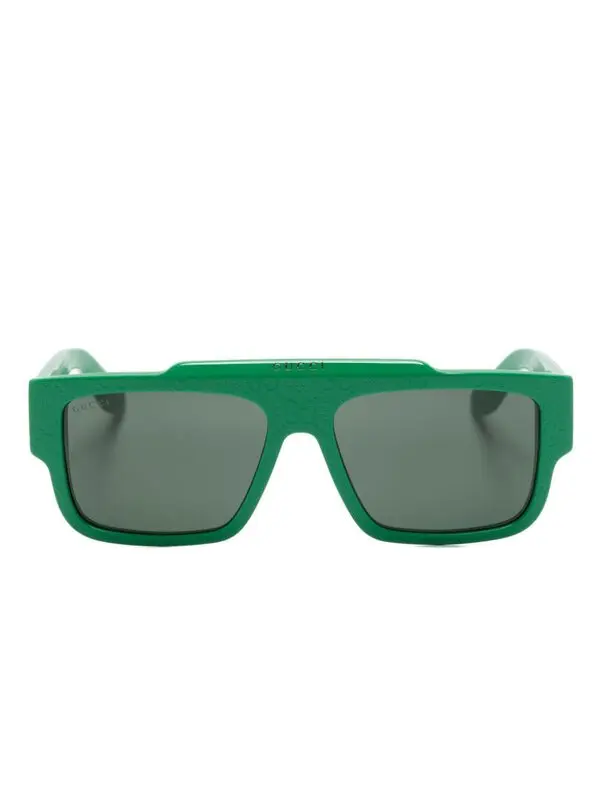 Gucci Gg Rectangle-frame Sunglasses - Green