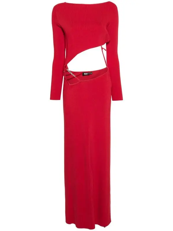 Gcds Asymmetric Ribbed Maxi Dress - Red