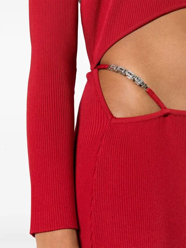Gcds Asymmetric Ribbed Maxi Dress - Red