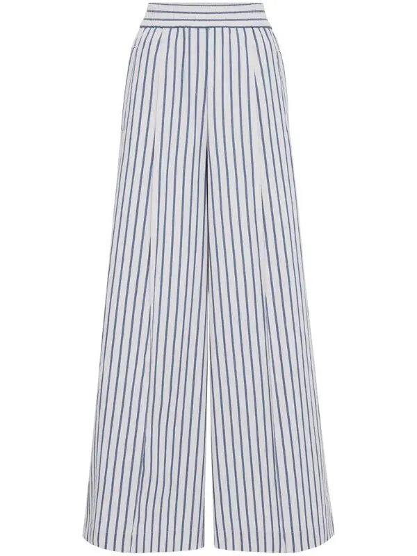 Brunello Cucinelli Striped Wide-leg Trousers