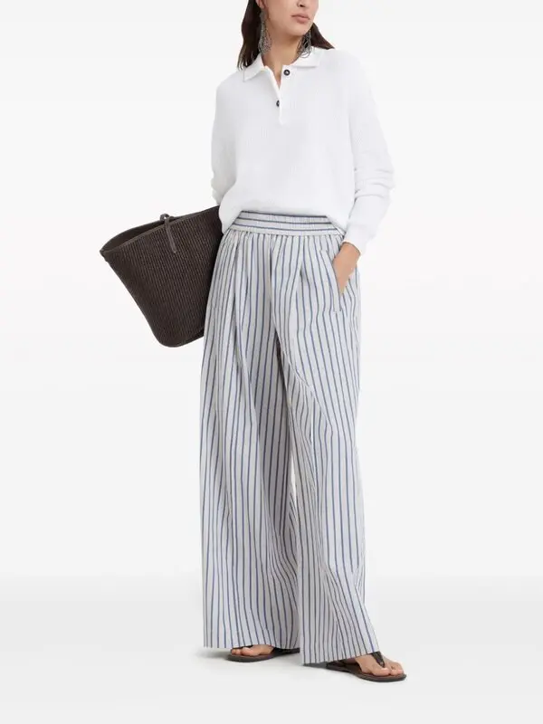 Brunello Cucinelli Striped Wide-leg Trousers