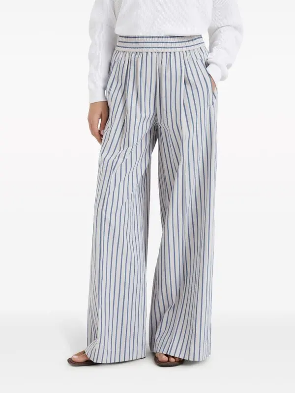 Brunello Cucinelli Striped Wide-leg Trousers