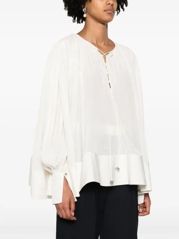 LANVIN Gathered Drop-shoulder Kaftan - Neutrals