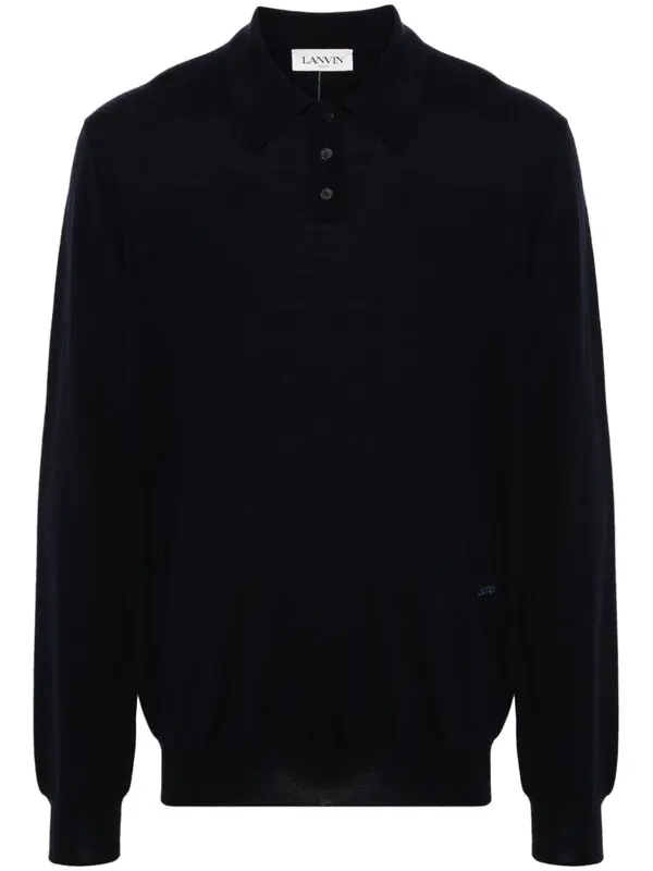 LANVIN Logo-embroidered Polo Shirt - Blue
