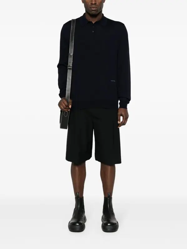 LANVIN Logo-embroidered Polo Shirt - Blue