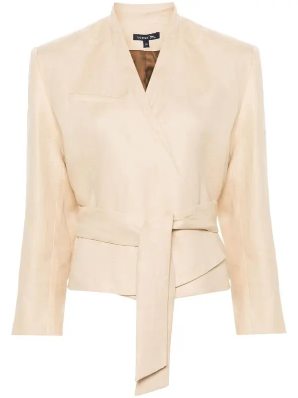 Soeur Pampelune Belted Linen Jacket