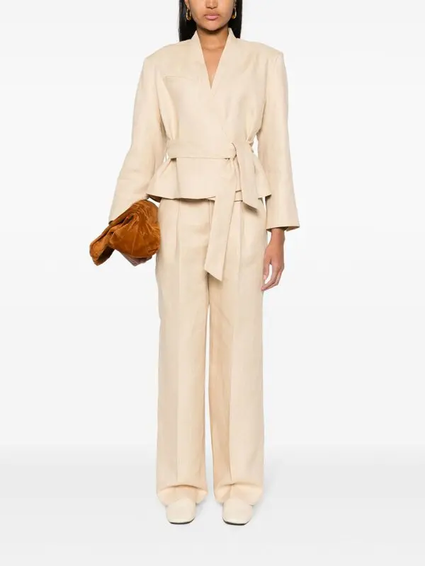 Soeur Pampelune Belted Linen Jacket
