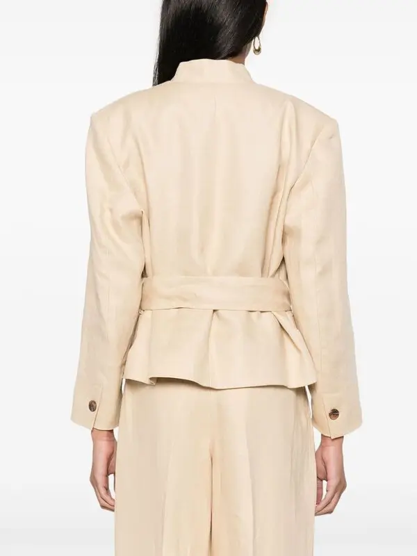 Soeur Pampelune Belted Linen Jacket