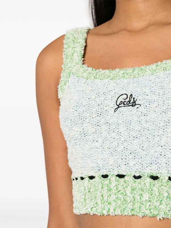 Gcds Logo-embroidered Bouclé Top