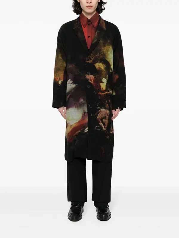 Yohji Yamamoto Abstract Print Single-breasted Coat