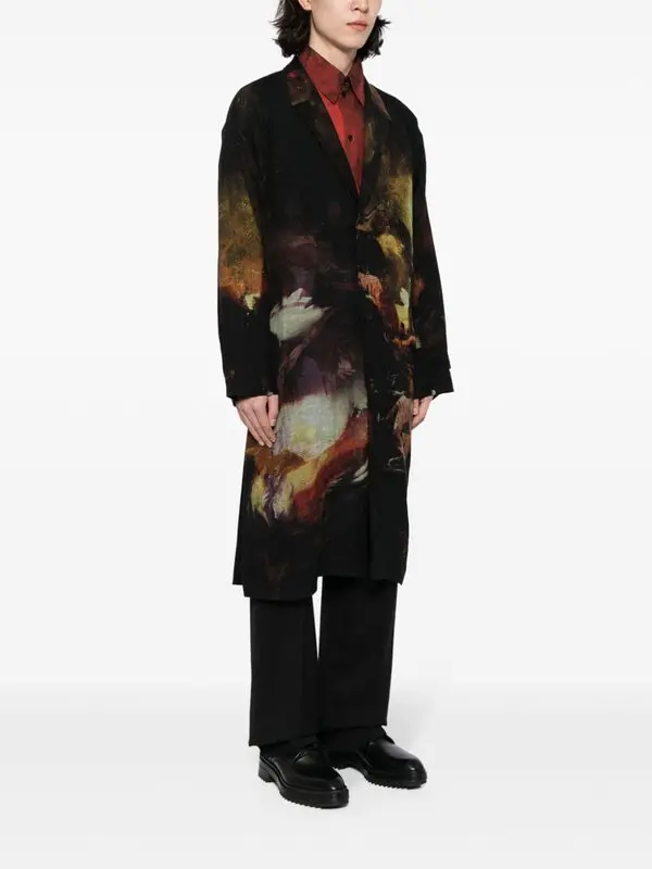 Yohji Yamamoto Abstract Print Single-breasted Coat