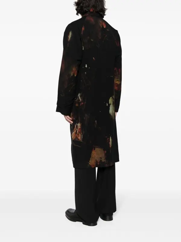 Yohji Yamamoto Abstract Print Single-breasted Coat