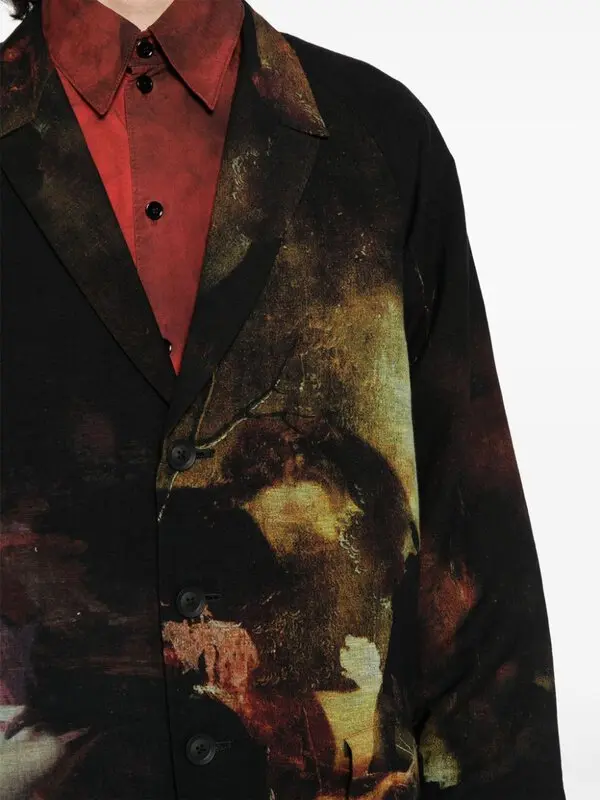 Yohji Yamamoto Abstract Print Single-breasted Coat