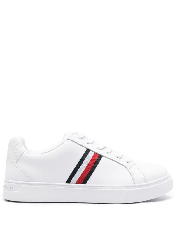 Tommy Hilfiger Essential Tape-detail Leather Sneakers - White