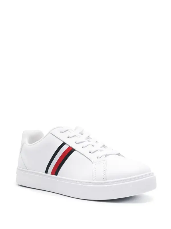 Tommy Hilfiger Essential Tape-detail Leather Sneakers - White